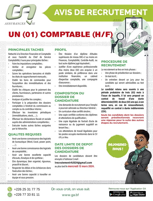 Avis de recrutement d'un comptable (H/F) - leFaso.net