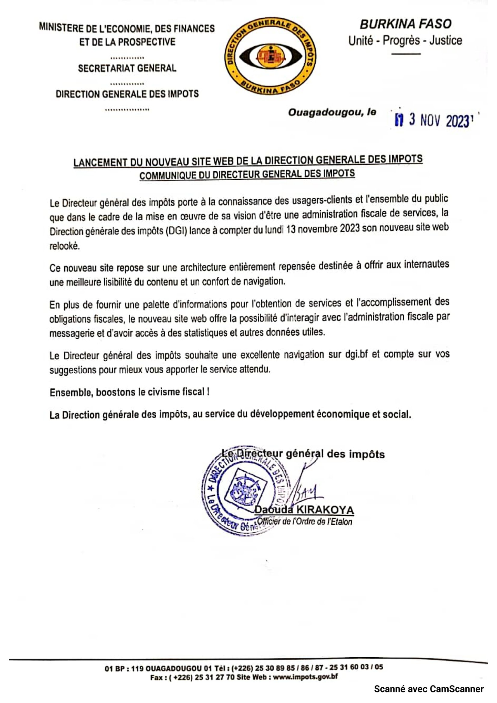 Lancement du nouveau site web de la Direction générale des impôts ...