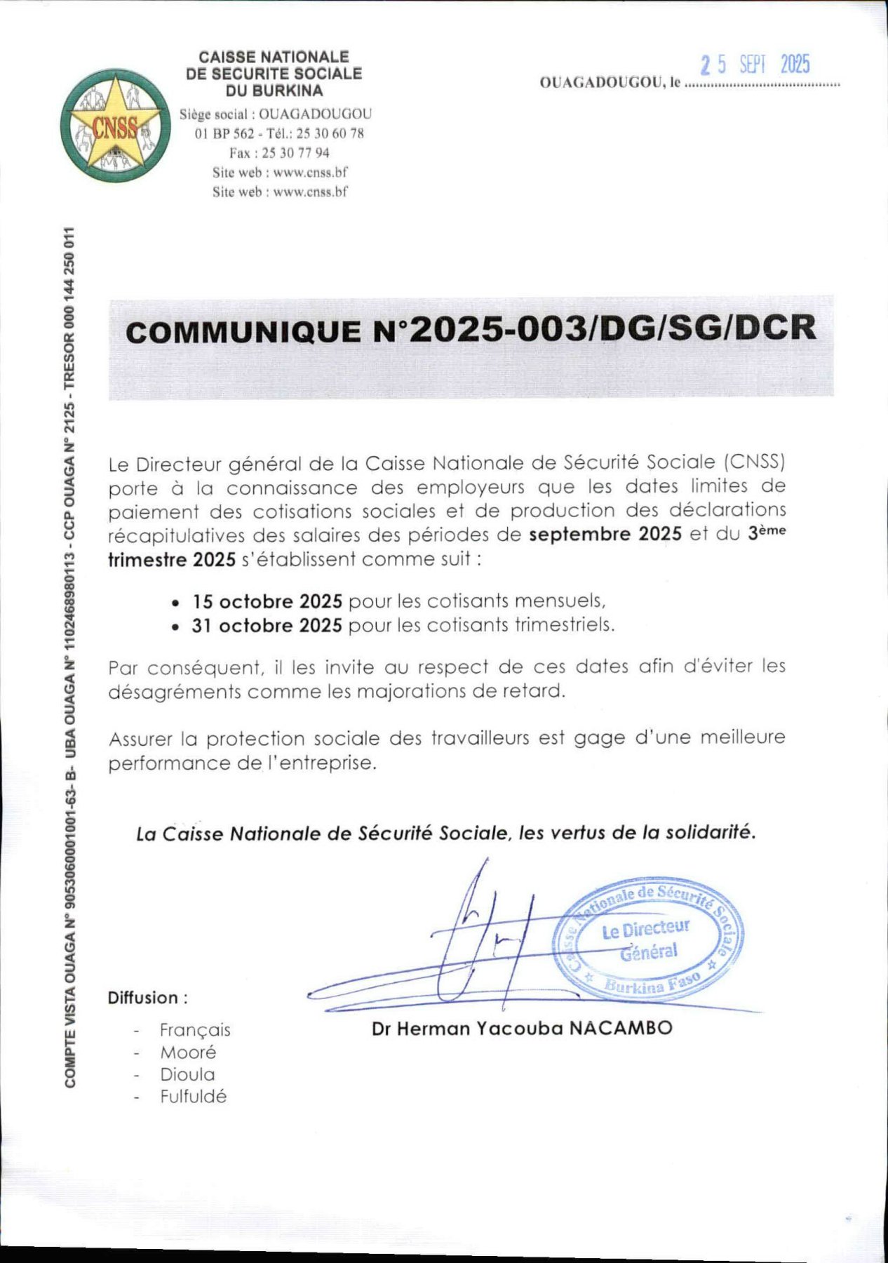 CNSS : les dates limites de paiement des cotisations sociales et de ...