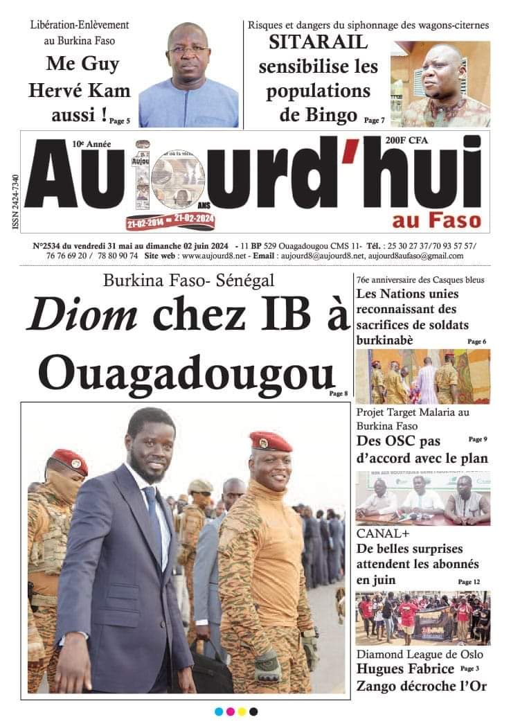 A la Une du vendredi 31 mai 2024 - leFaso.net