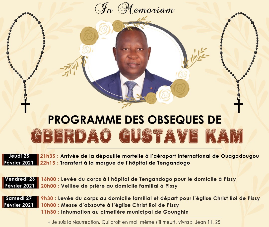 Décès de Gberdao Gustave Kam : Programme des obsèques - leFaso.net