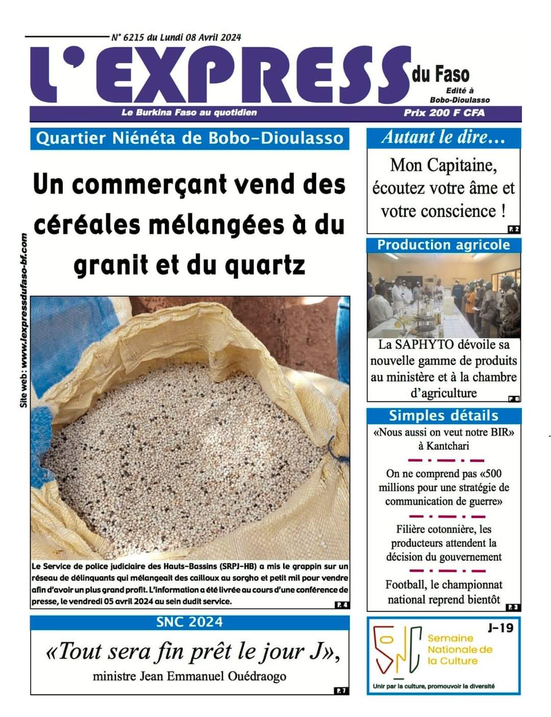 A la Une du lundi 8 avril 2024 - leFaso.net
