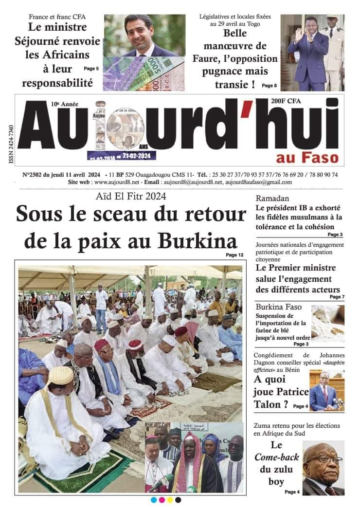 A la Une du jeudi 11 avril 2024 - leFaso.net