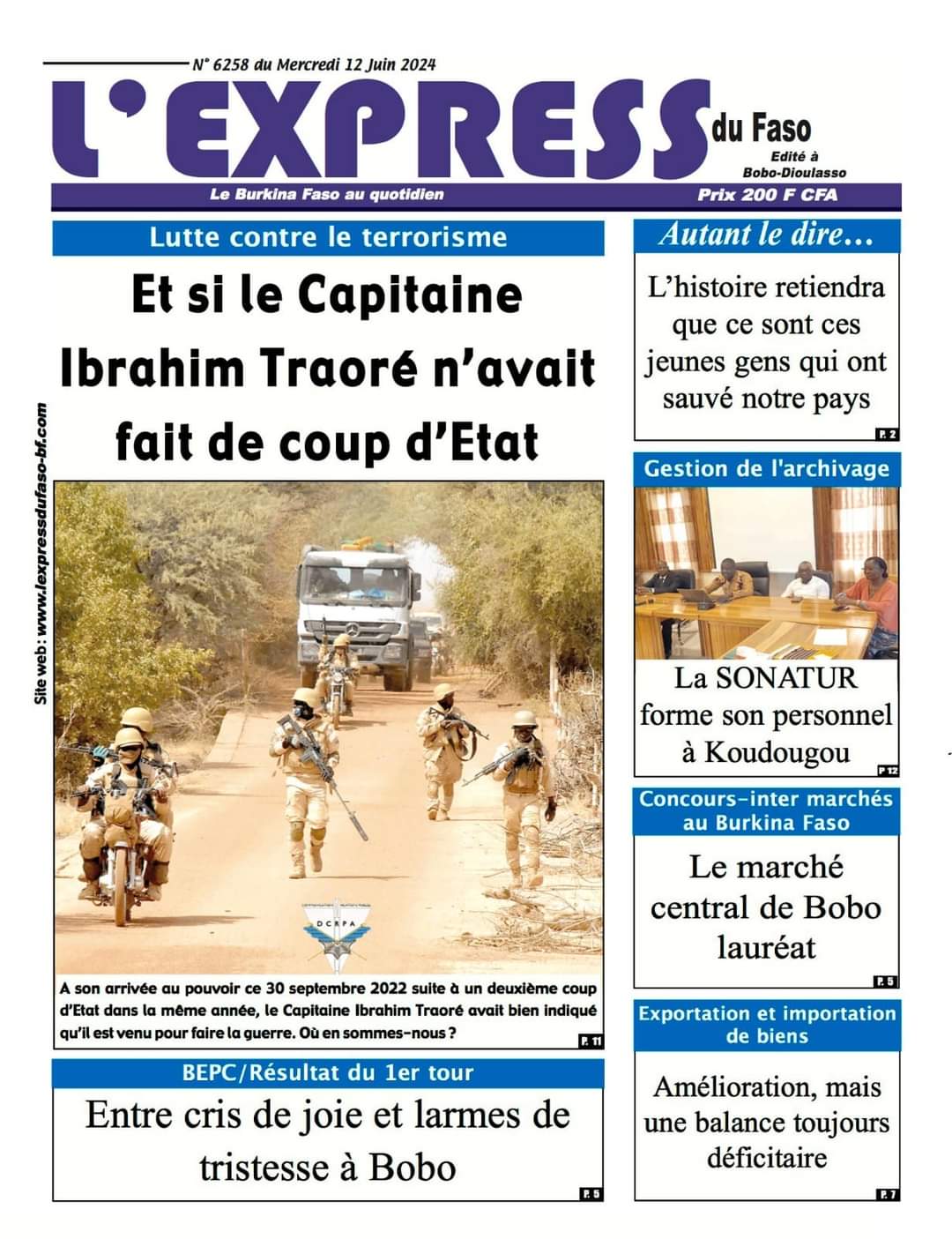 A la Une du mercredi 12 juin 2024 - leFaso.net