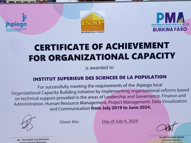 Burkina/Enseignement supérieur : L'ISSP reçoit le Certificate of ...