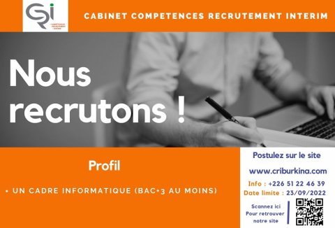 Avis de recrutement d'un cadre informatique - leFaso.net
